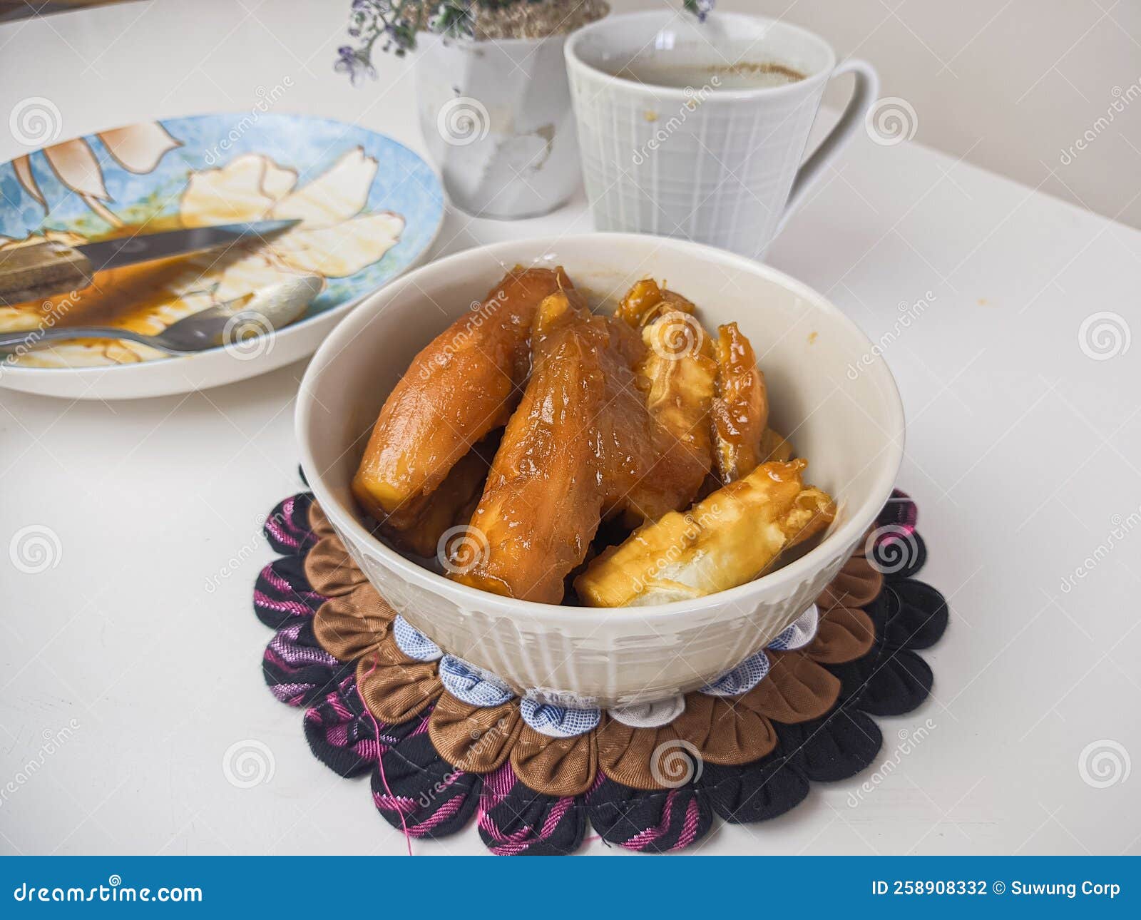 Boiled Cassava Brown Sugar, a Delicacy from Indonesia Stock Photo ...