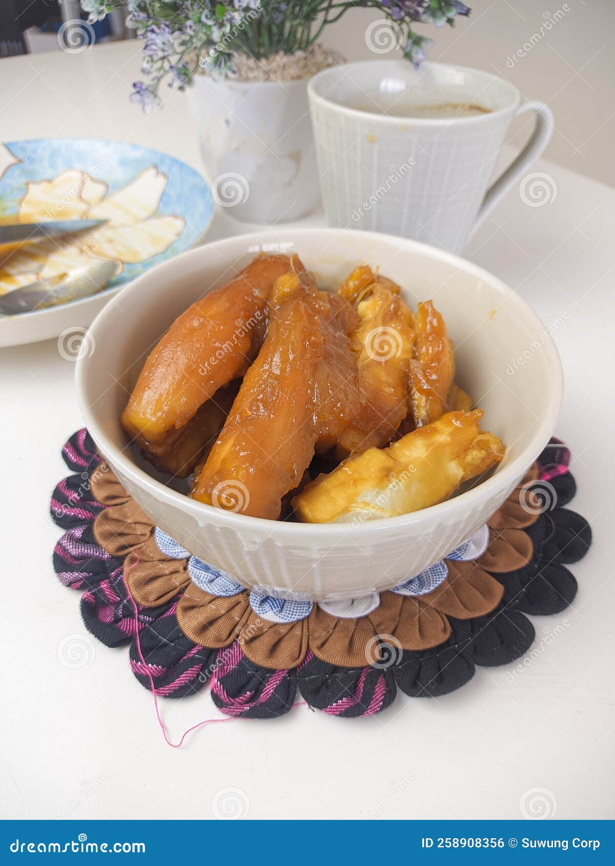 Boiled Cassava Brown Sugar, a Delicacy from Indonesia Stock Photo ...