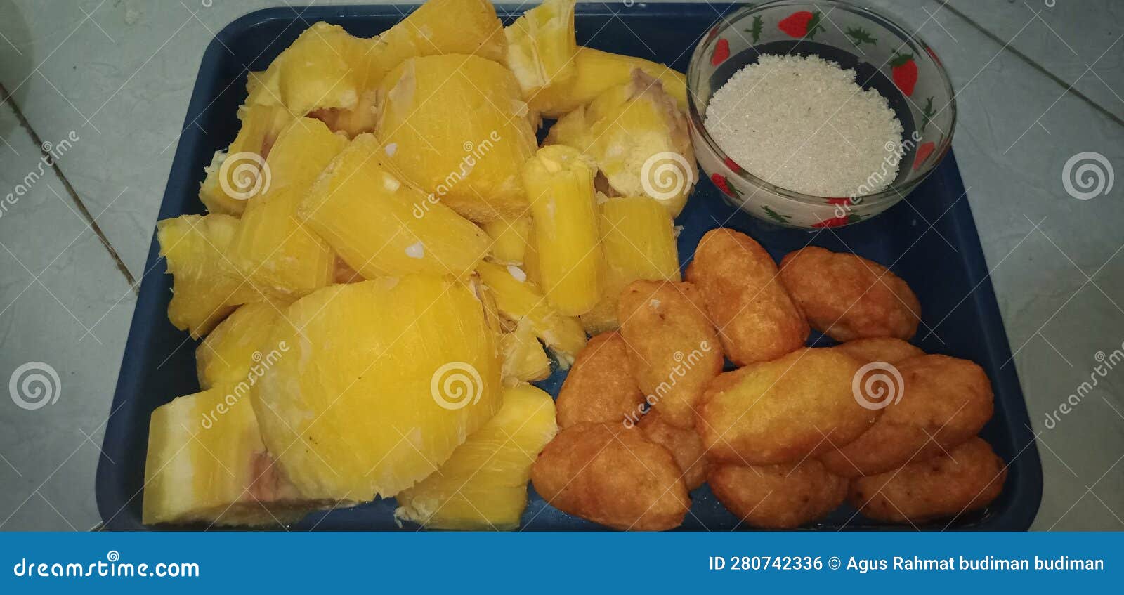 Boiled Cassava,fried Comro,typical Sundanese Sugar Stock Photo - Image ...