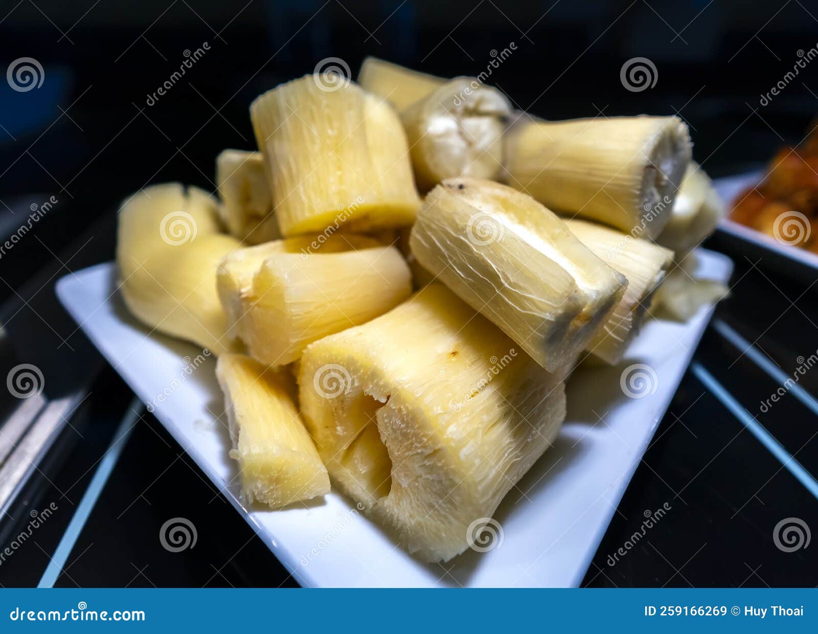 Boiled Cassava on a Plate Serving Buffet Stock Image - Image of cooking ...