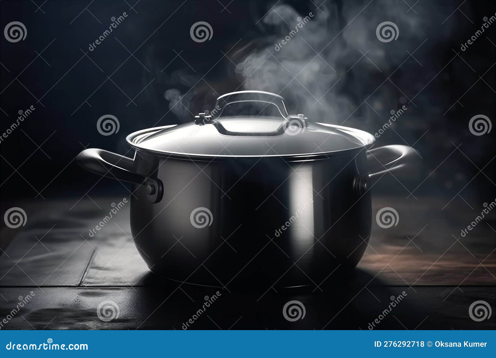 Boiled Casserole with Steam on Cooker Dark Kitchen. AI Generated. Stock ...