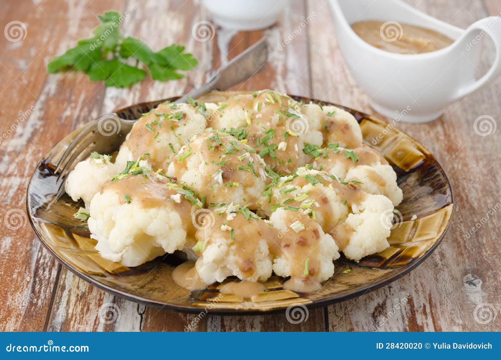 Boiled Cauliflower with Sauce Stock Photo - Image of gourmet, cheese ...