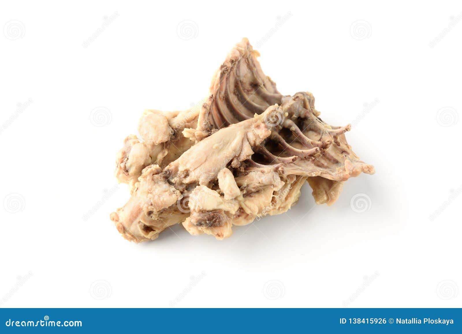 Boiled Chicken Bones Isolated on White Background. Stock Photo - Image ...