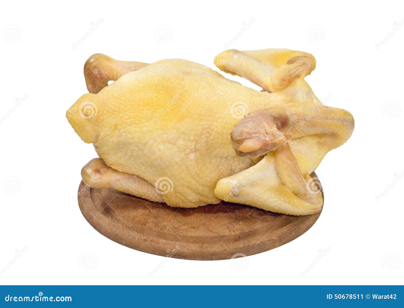 Boiled Chicken on Chopping Block, Isolated on White Background Stock ...