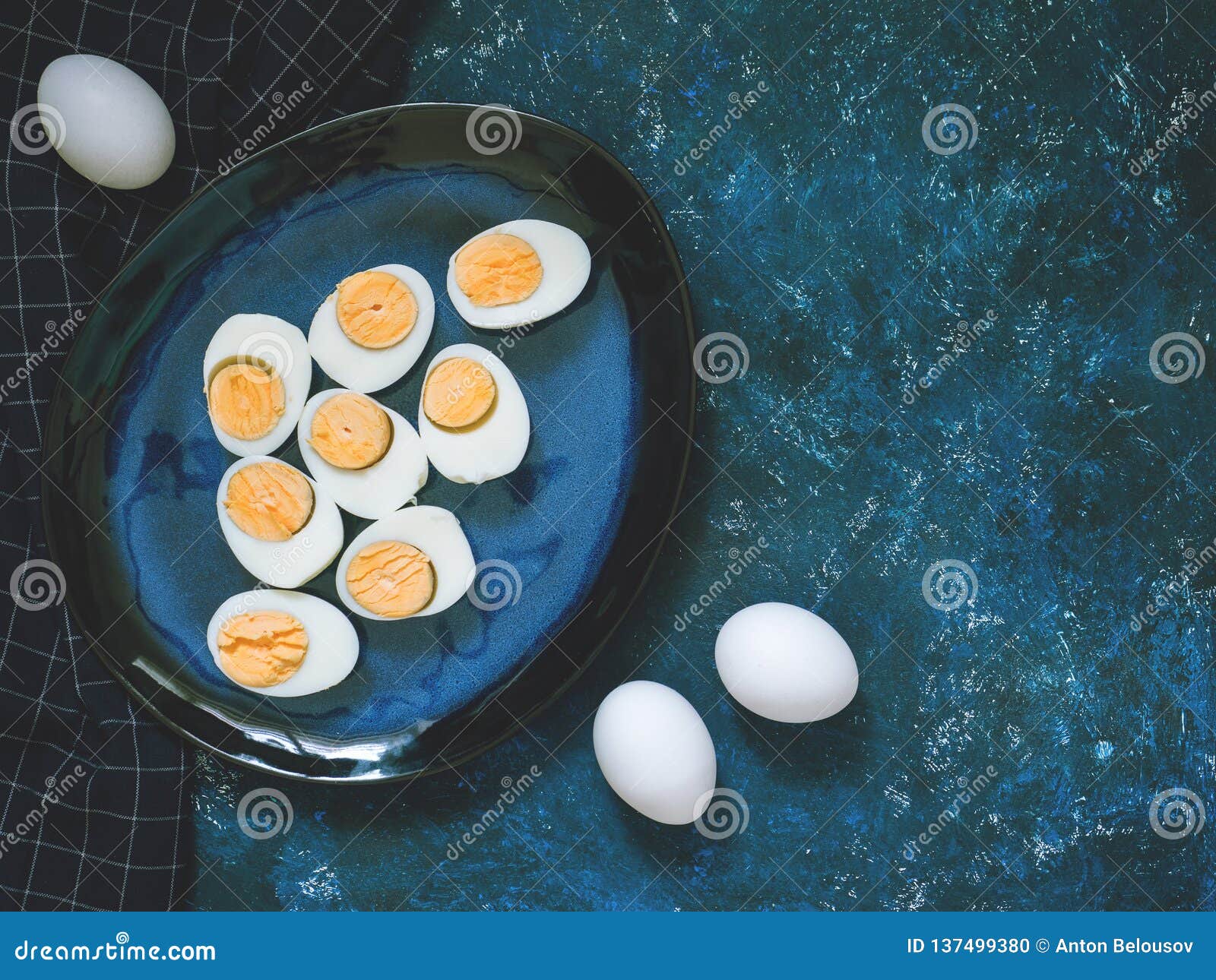 Boiled Chicken Eggs on a Blue Plate. the Concept of Fertilization ...