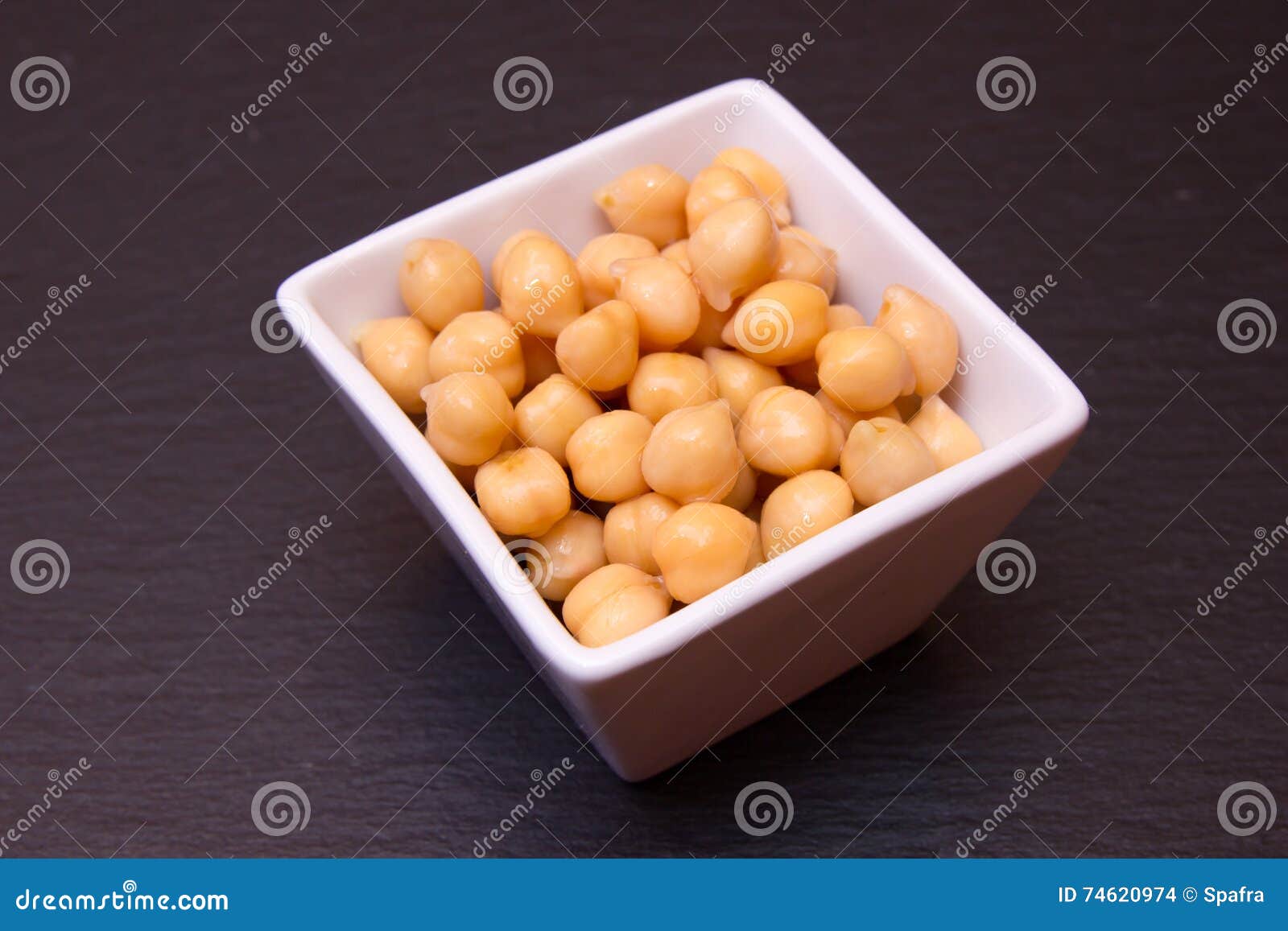 Boiled Chickpeas on a Square Bowl on Slate Stock Photo - Image of ...