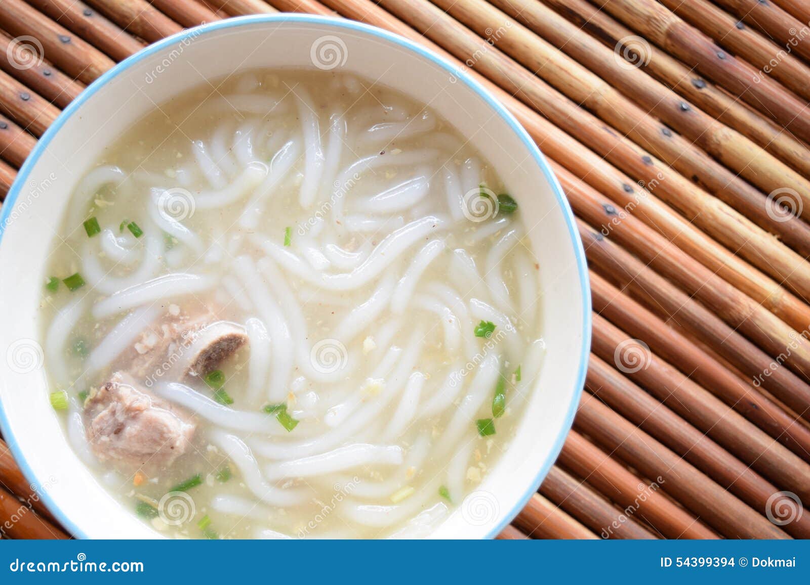Boiled Chinese Noodle, Paste of Rice Flour with Pork Soup Stock Photo ...