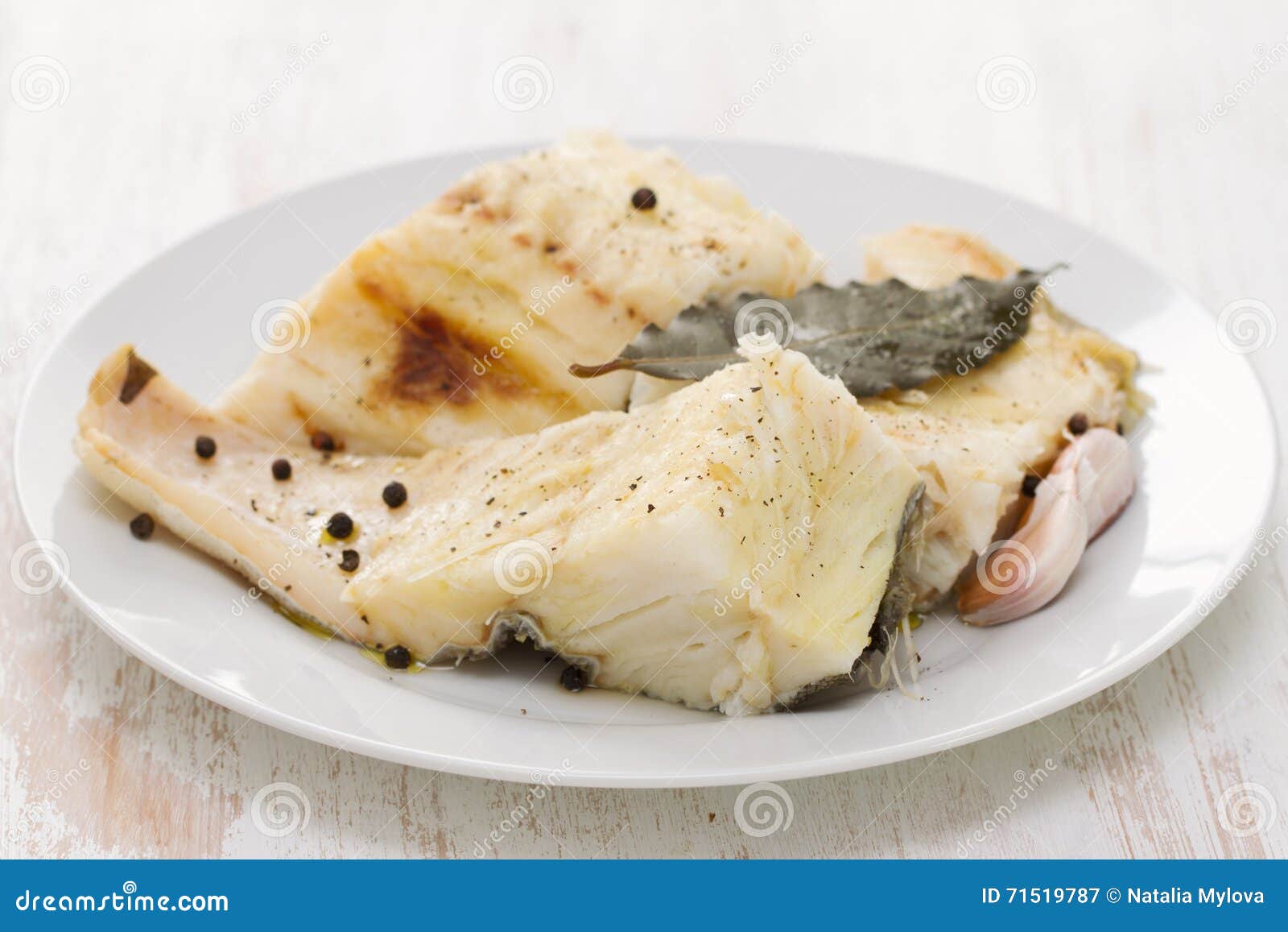 Boiled Cod Fish with Black Pepper Stock Image - Image of pepper ...
