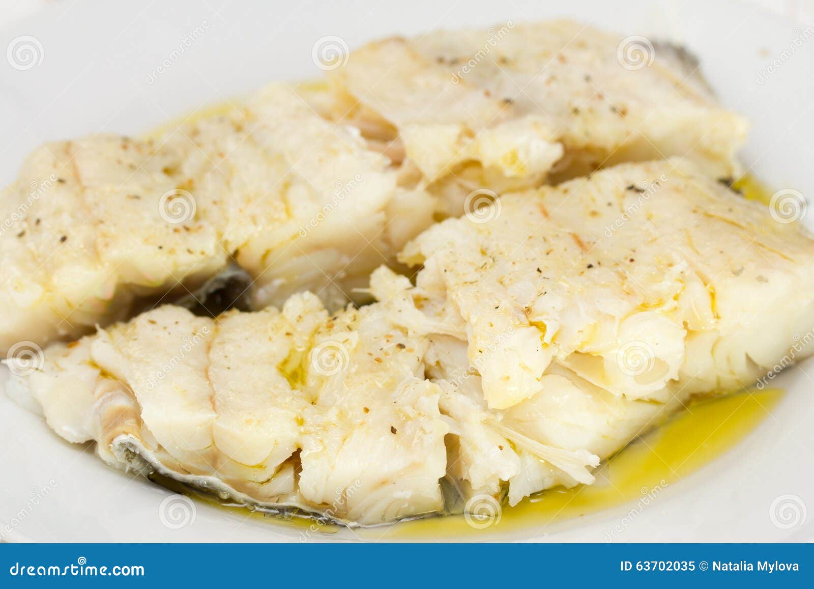 Boiled Cod Fish with Olive Oil Stock Image - Image of wooden, codfish ...