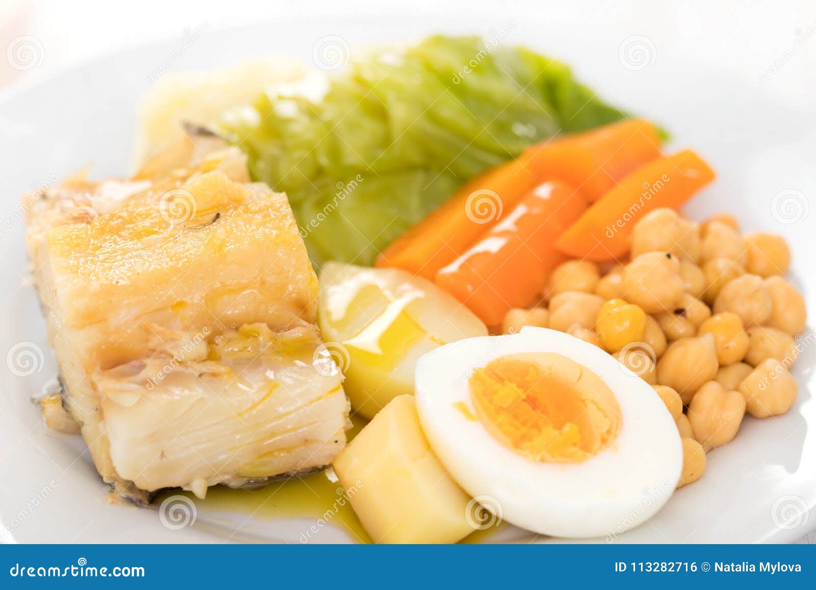 Boiled Cod Fish with Potato, Carrot, Cabbage Stock Photo - Image of ...