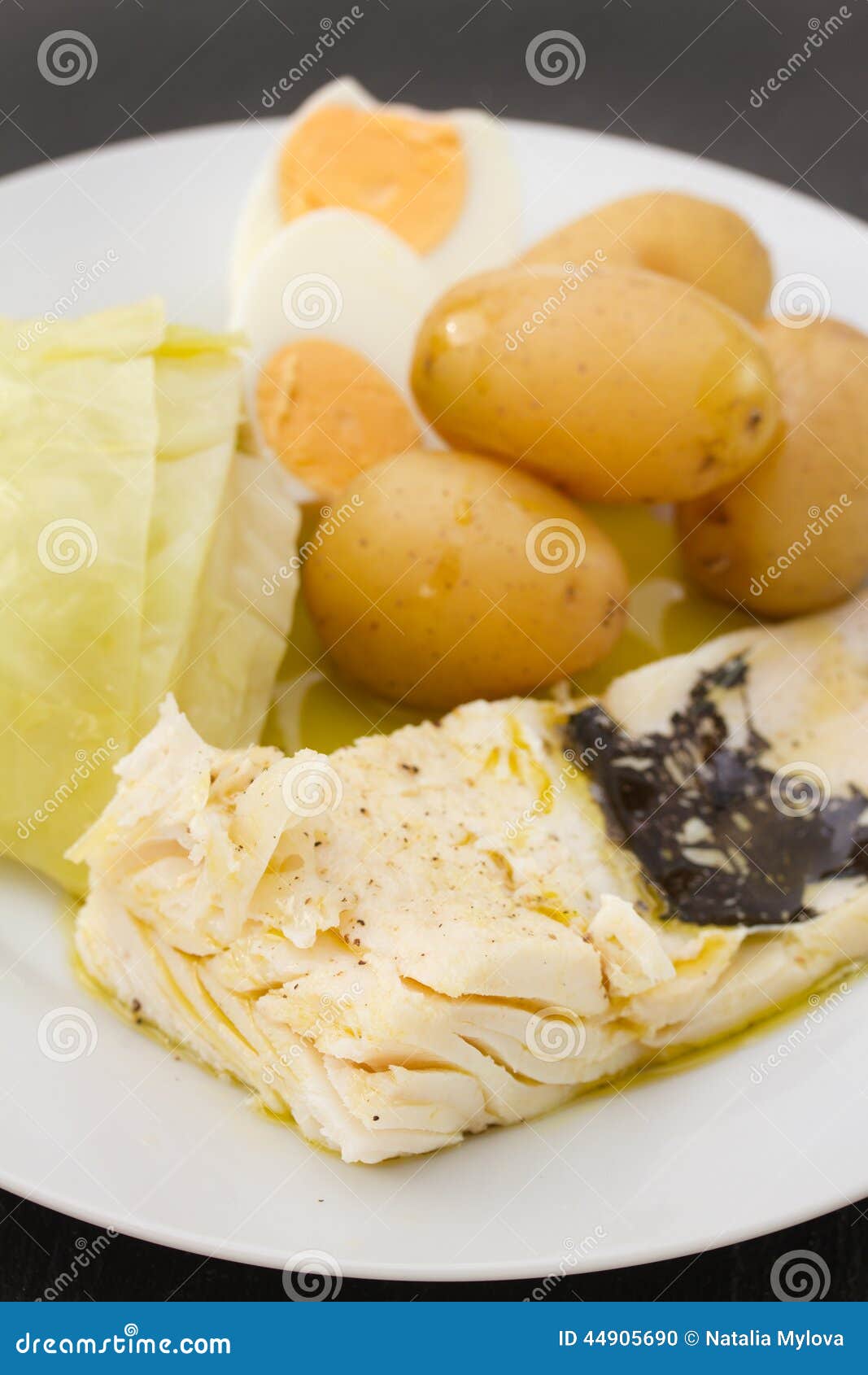Boiled Cod Fish with Vegetables Stock Photo - Image of prepared ...