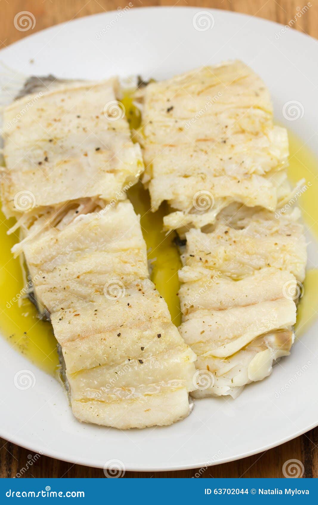 Boiled cod fish stock photo. Image of food, wood, fish - 63702044
