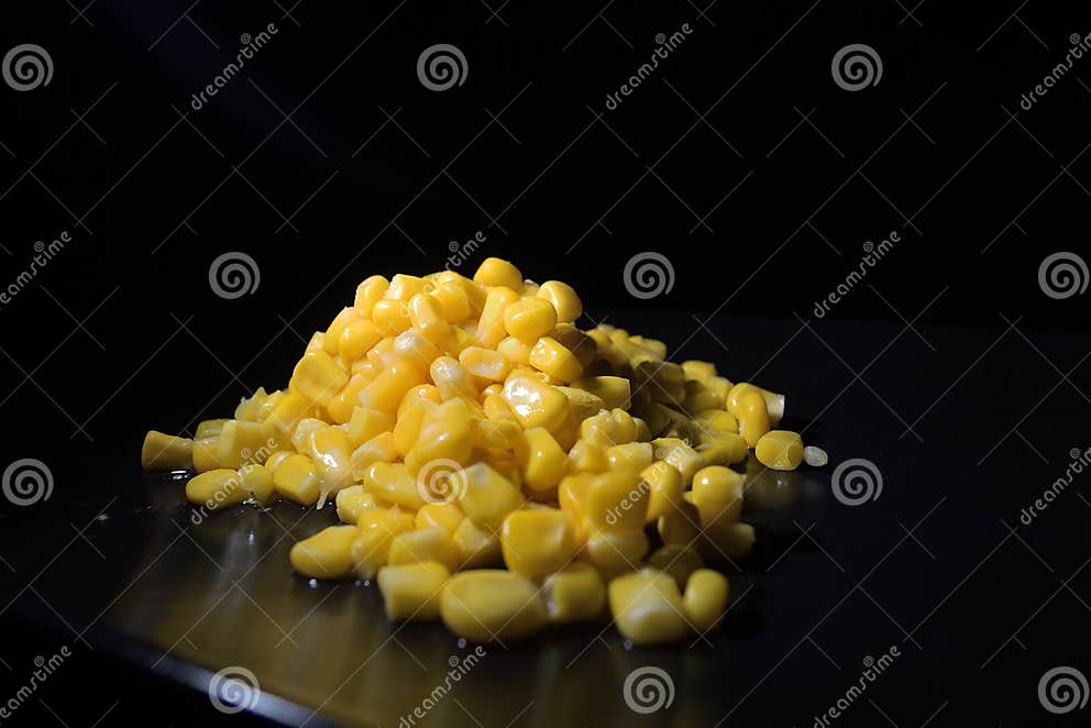 Mountain of Boiled Corn on a Black Tray Stock Image - Image of ...