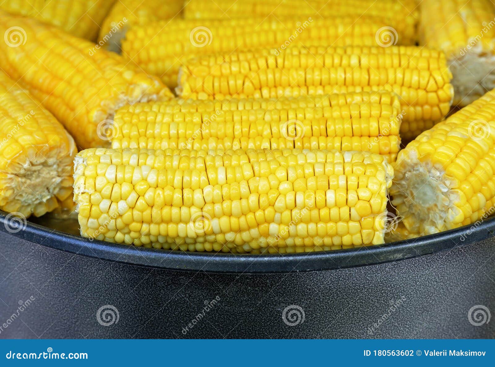 Boiled Corn on the Cob. Hot Freshly Cooked Corn Stock Photo - Image of ...