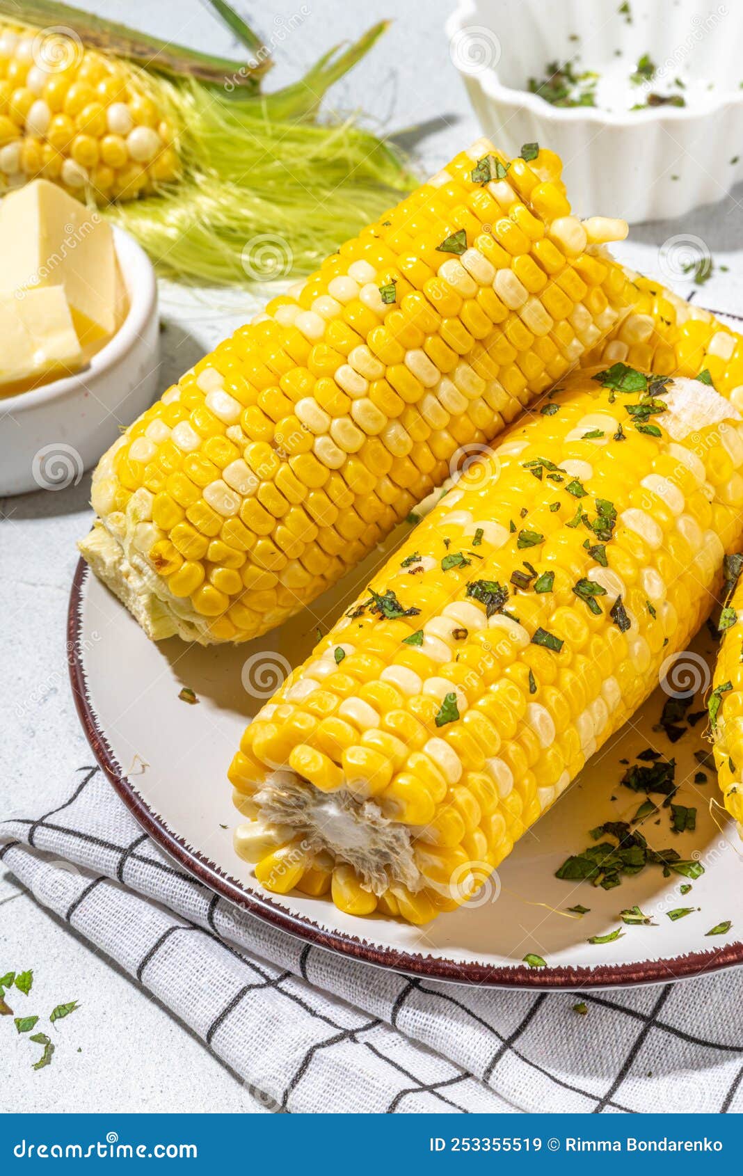 Boiled corn cobs stock image. Image of boiled, organic - 253355519