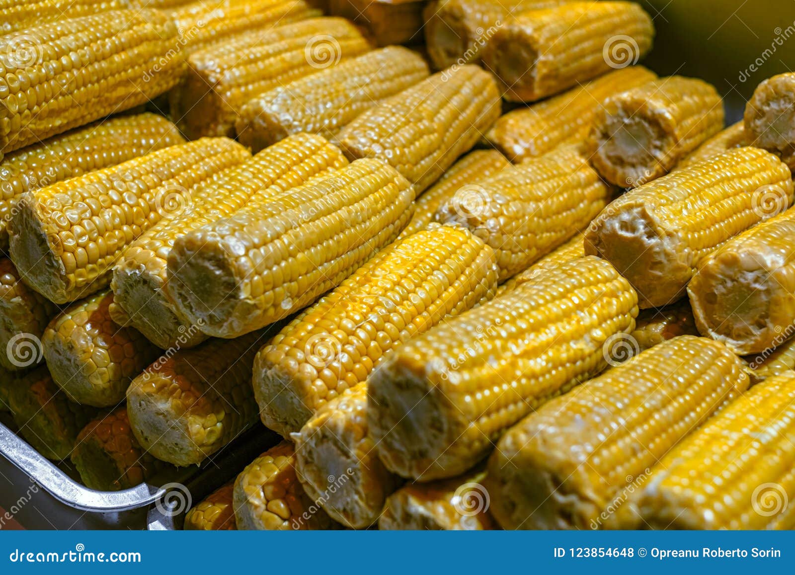 Boiled Corn on Cobs at the Market Stall Stock Photo - Image of ...