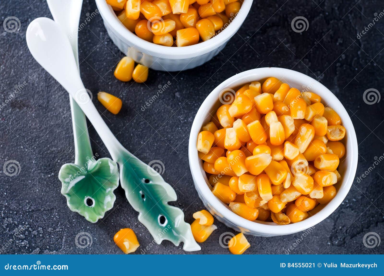 Boiled Corn Kernels in White Cups Stock Image - Image of boiled, macro ...