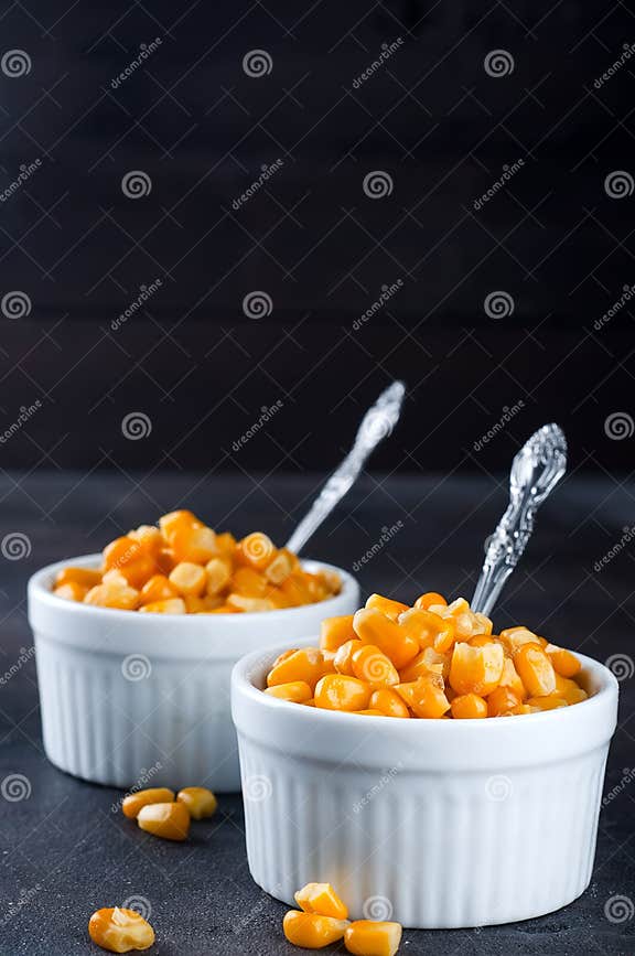 Boiled Corn Kernels in White Cups Stock Photo - Image of healthy ...