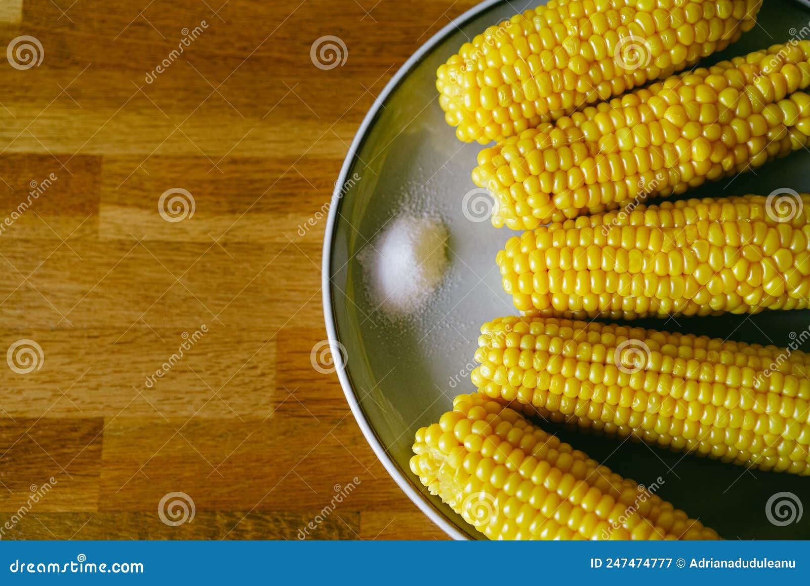 Boiled corn in a plate stock image. Image of boil, kitchen - 247474777