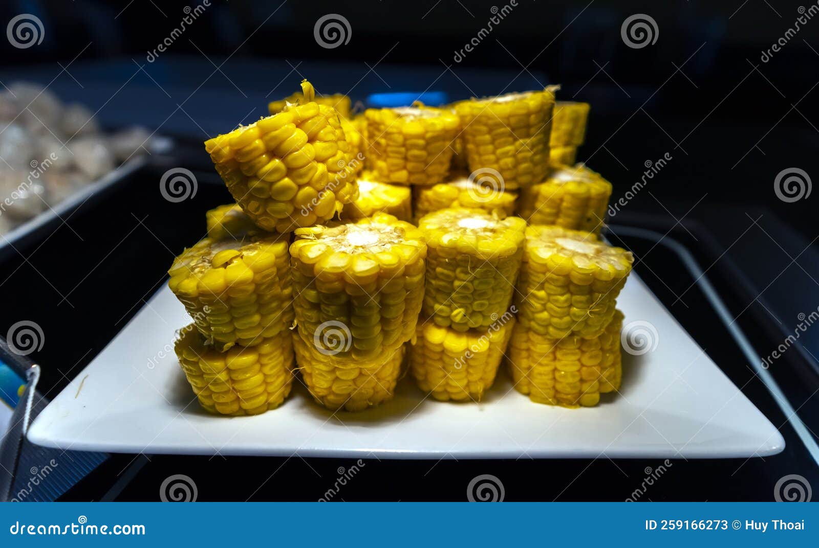 Boiled Corn on a Plate Serving Buffet Stock Image - Image of closeup ...
