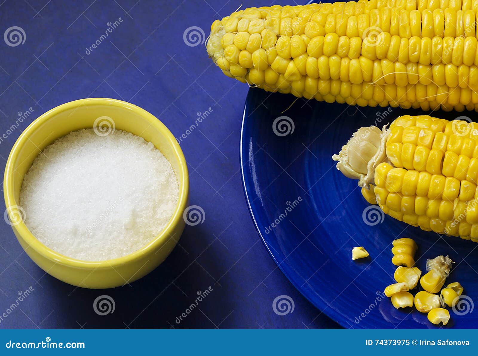 Boiled Corn and Salt in a Bowl Stock Image - Image of yellow, table ...