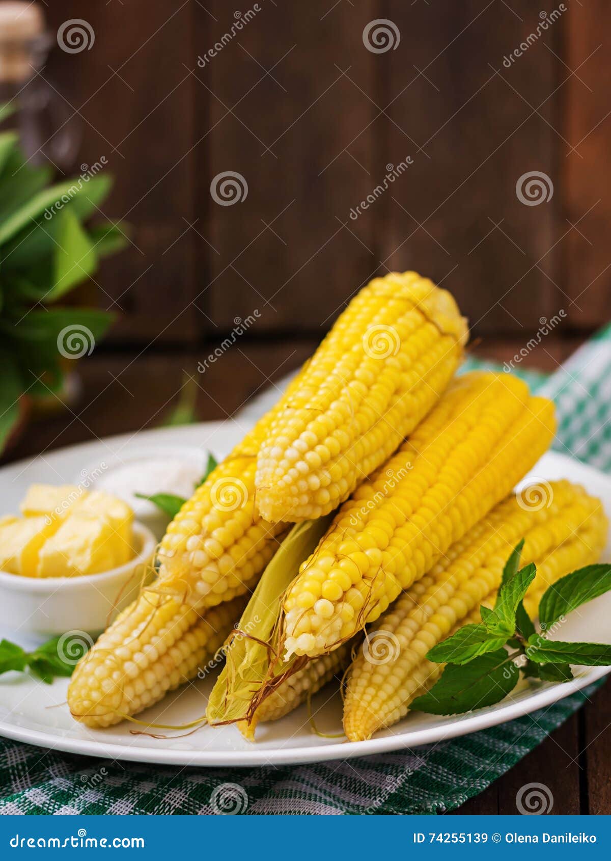 Boiled Corn with Salt and Butter. Stock Image - Image of health ...