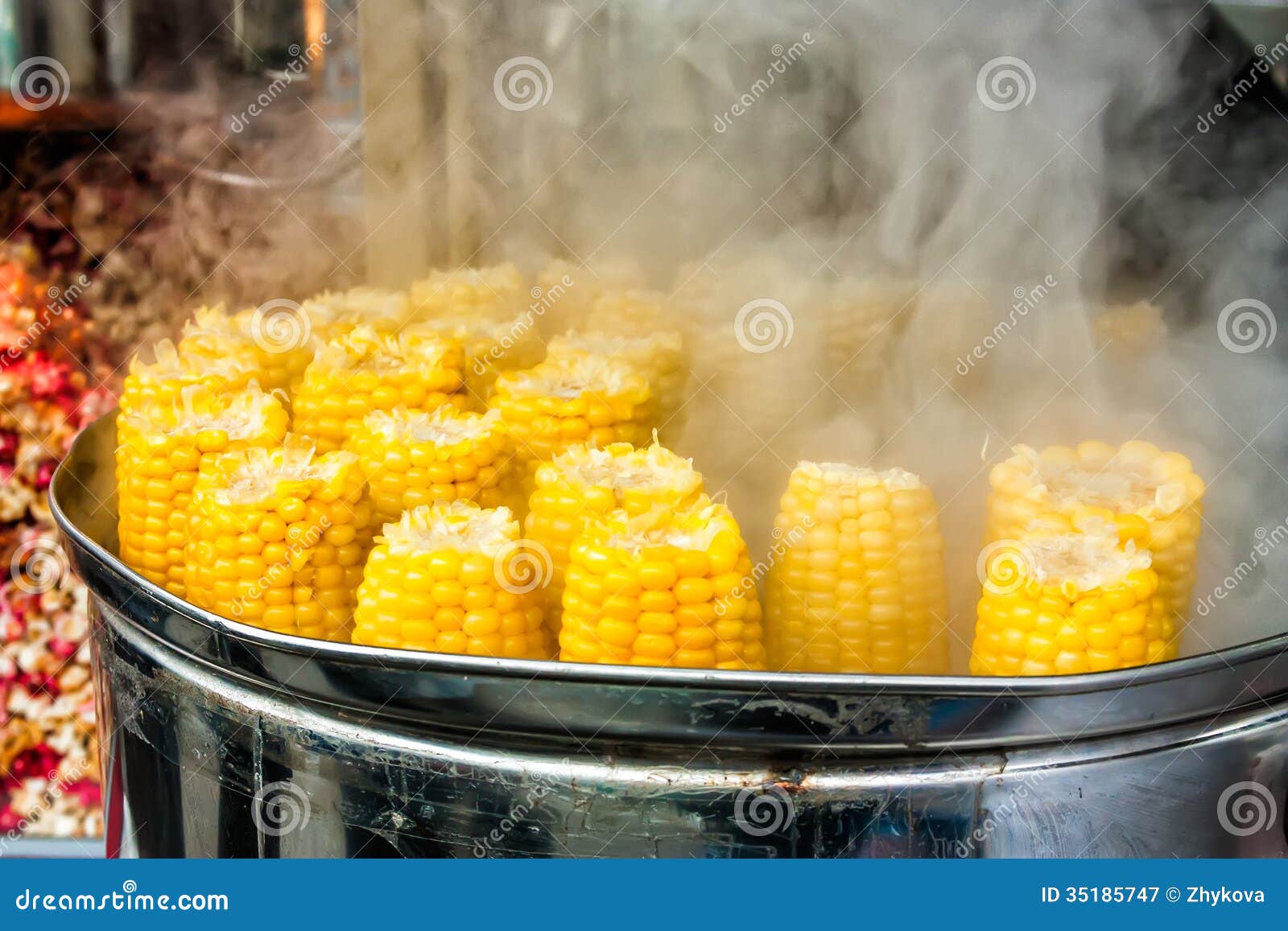 Boiled corn stock image. Image of horizontal, people - 35185747