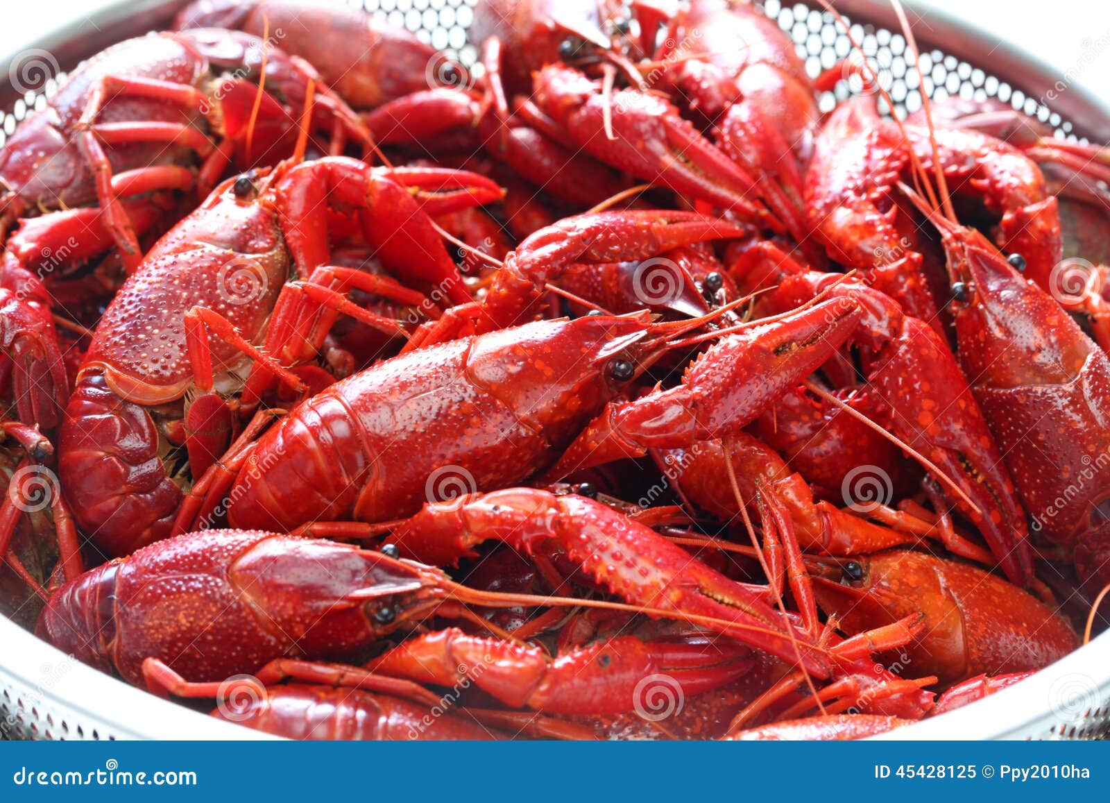 Boiled Crawfish. Woden Background. Rustic Style. Red Boiled Crawfish On ...