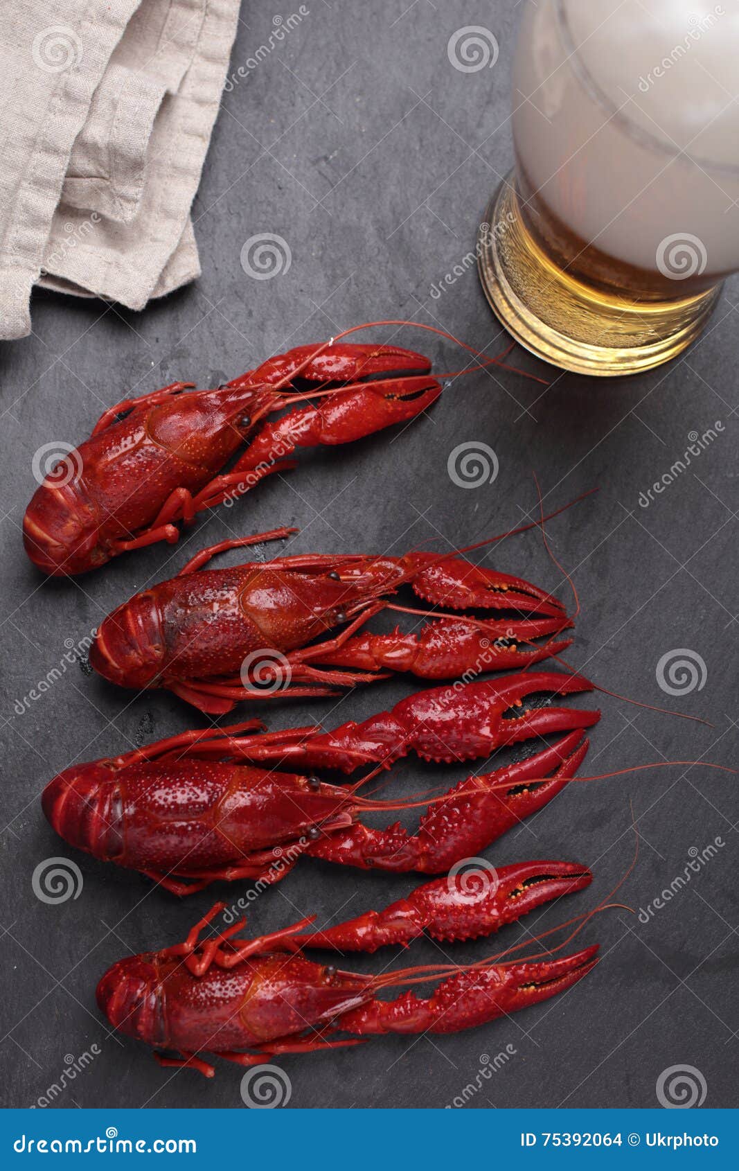 Boiled Red Crayfish Or Lobster In A Large Cast-iron Steaming Pot ...
