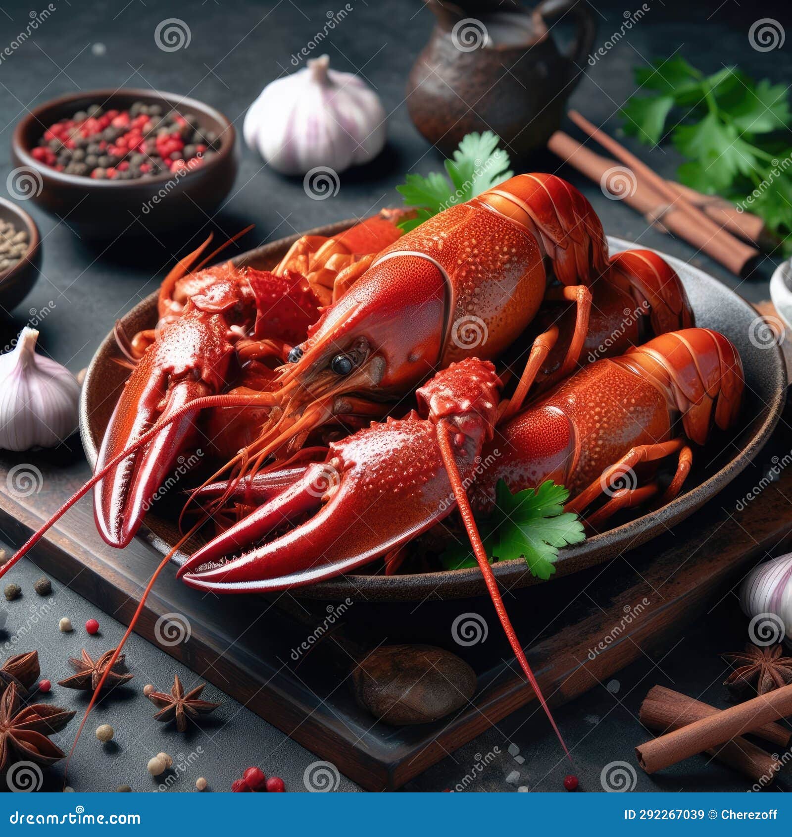 Boiled crayfish in a plate stock image. Image of healthy - 292267039
