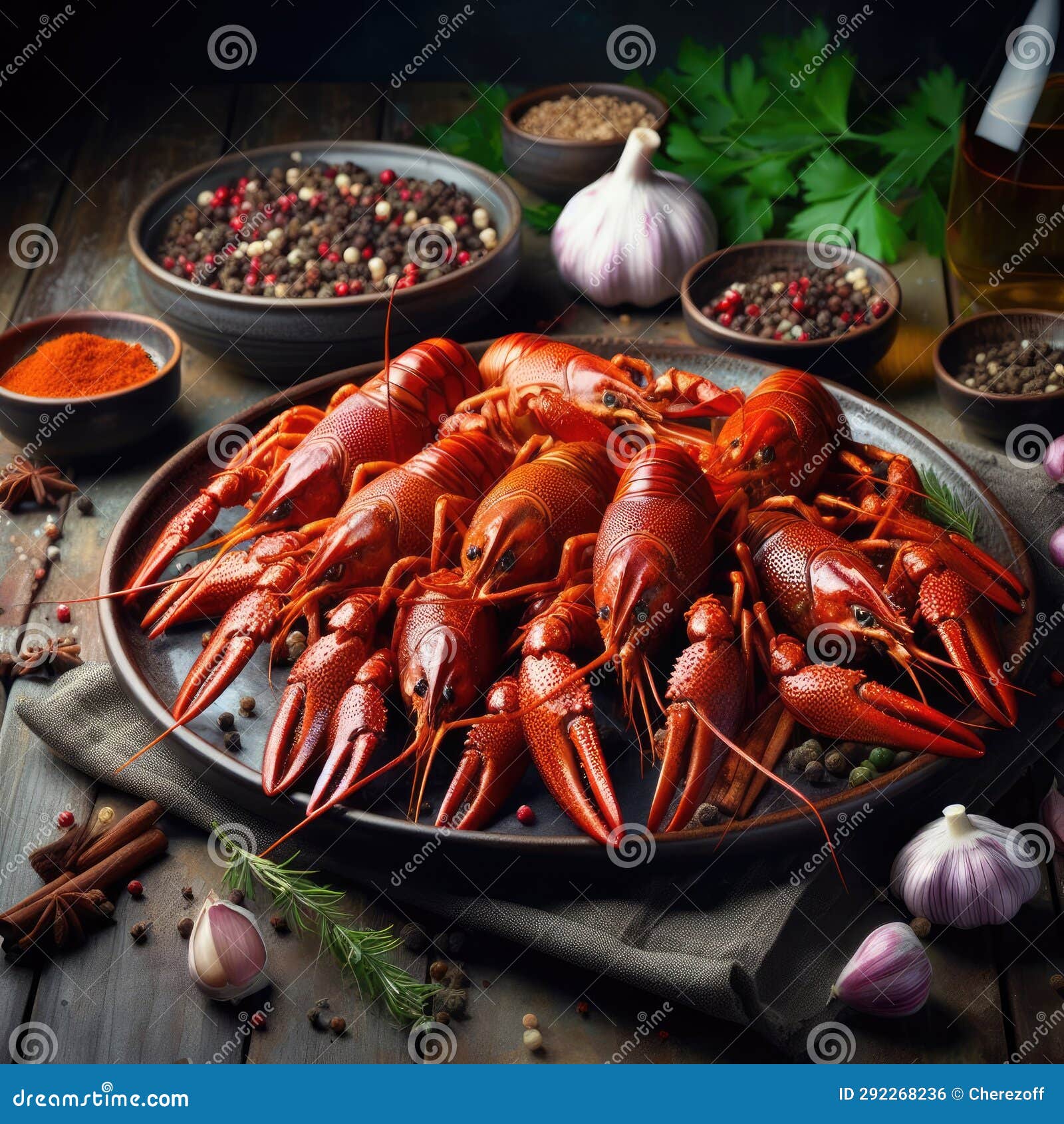 Boiled crayfish in a plate stock photo. Image of crawfish - 292268236