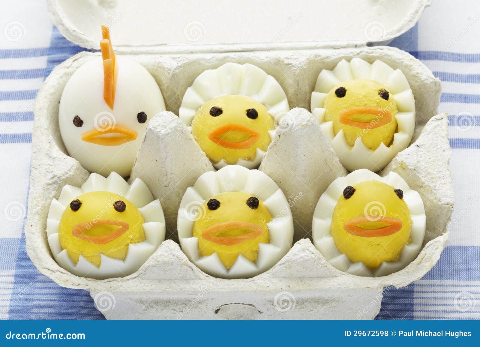 Boiled Egg Chickens in Egg Box Stock Photo - Image of chicken, table ...