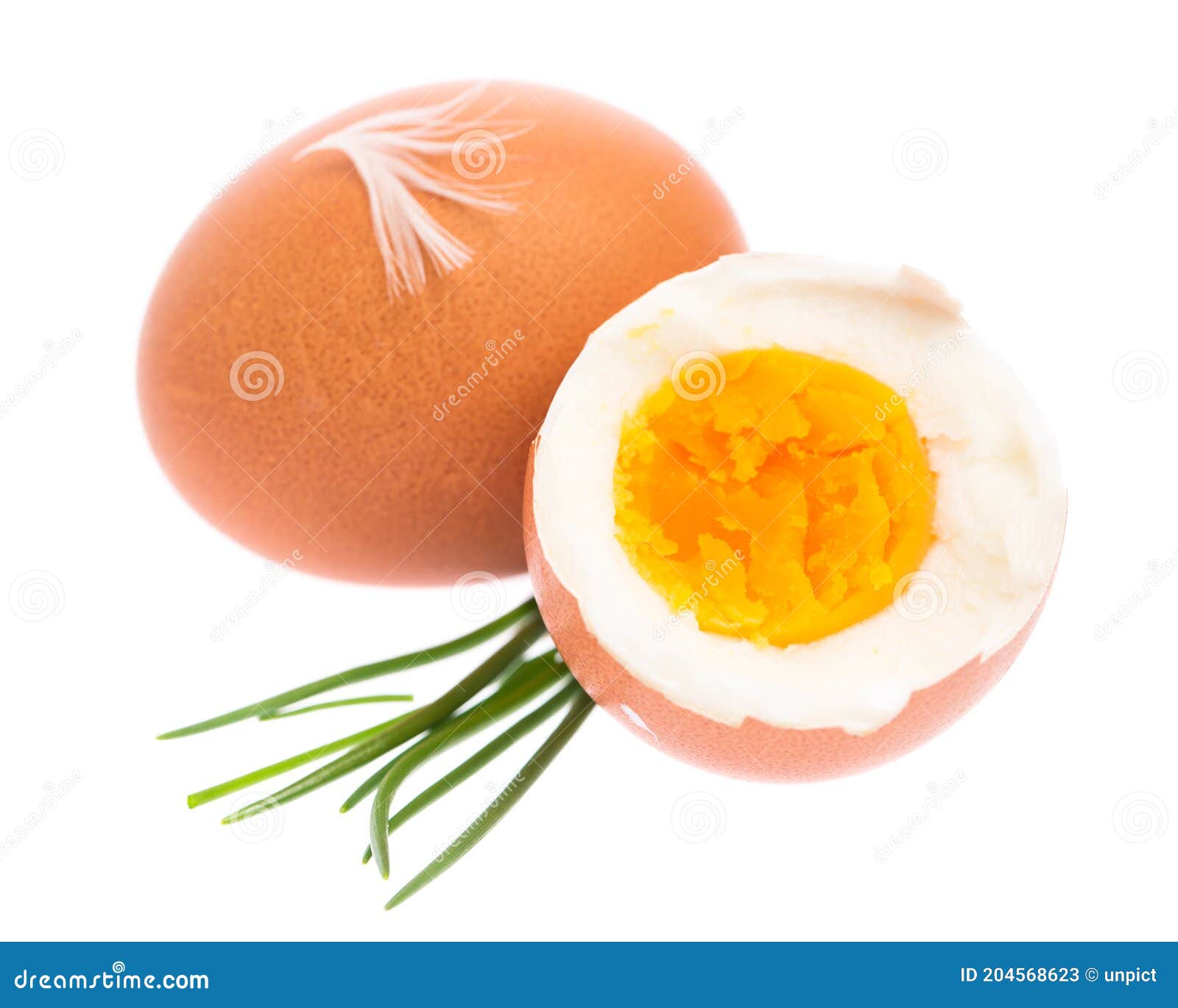 Boiled Egg with Chives Against a White Background Stock Image - Image ...