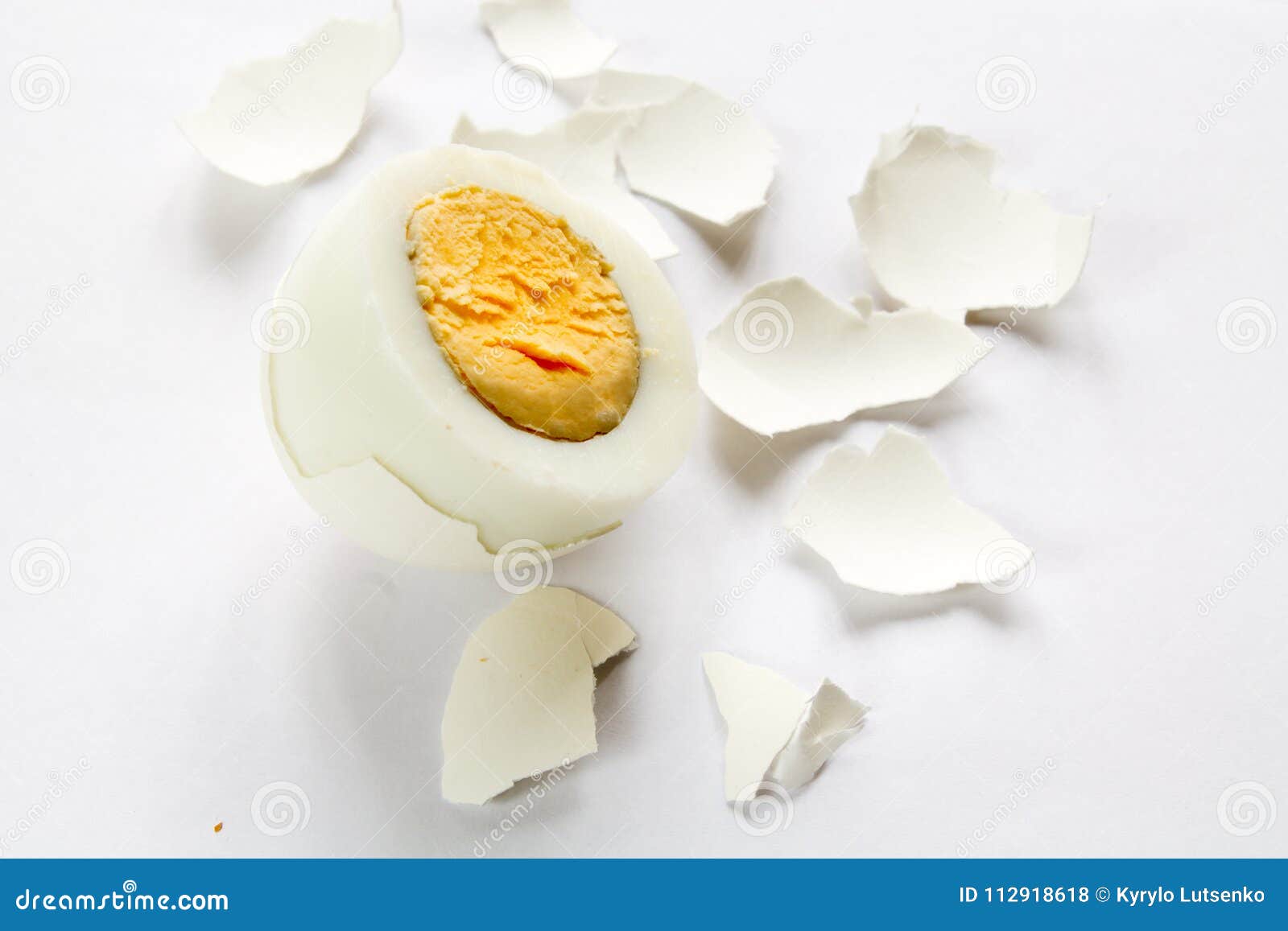 Boiled Egg in a Cut with a Shell Stock Photo - Image of natural, white ...