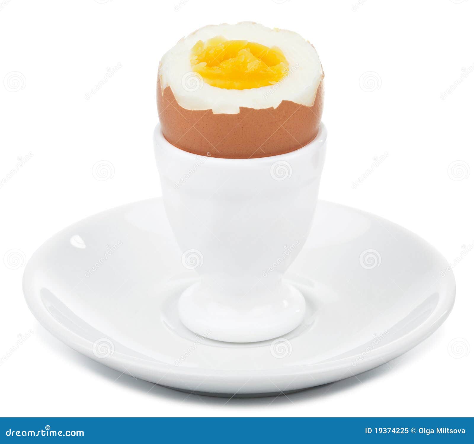 Boiled Egg in Egg Cup Isolated Stock Image - Image of color, plate ...