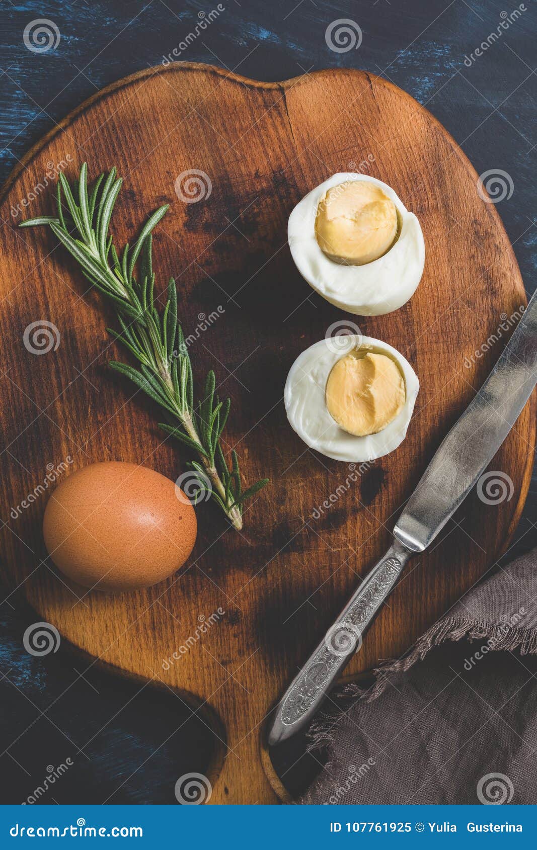 Boiled Egg Halves on a Cutting Board. Stock Image - Image of calories ...