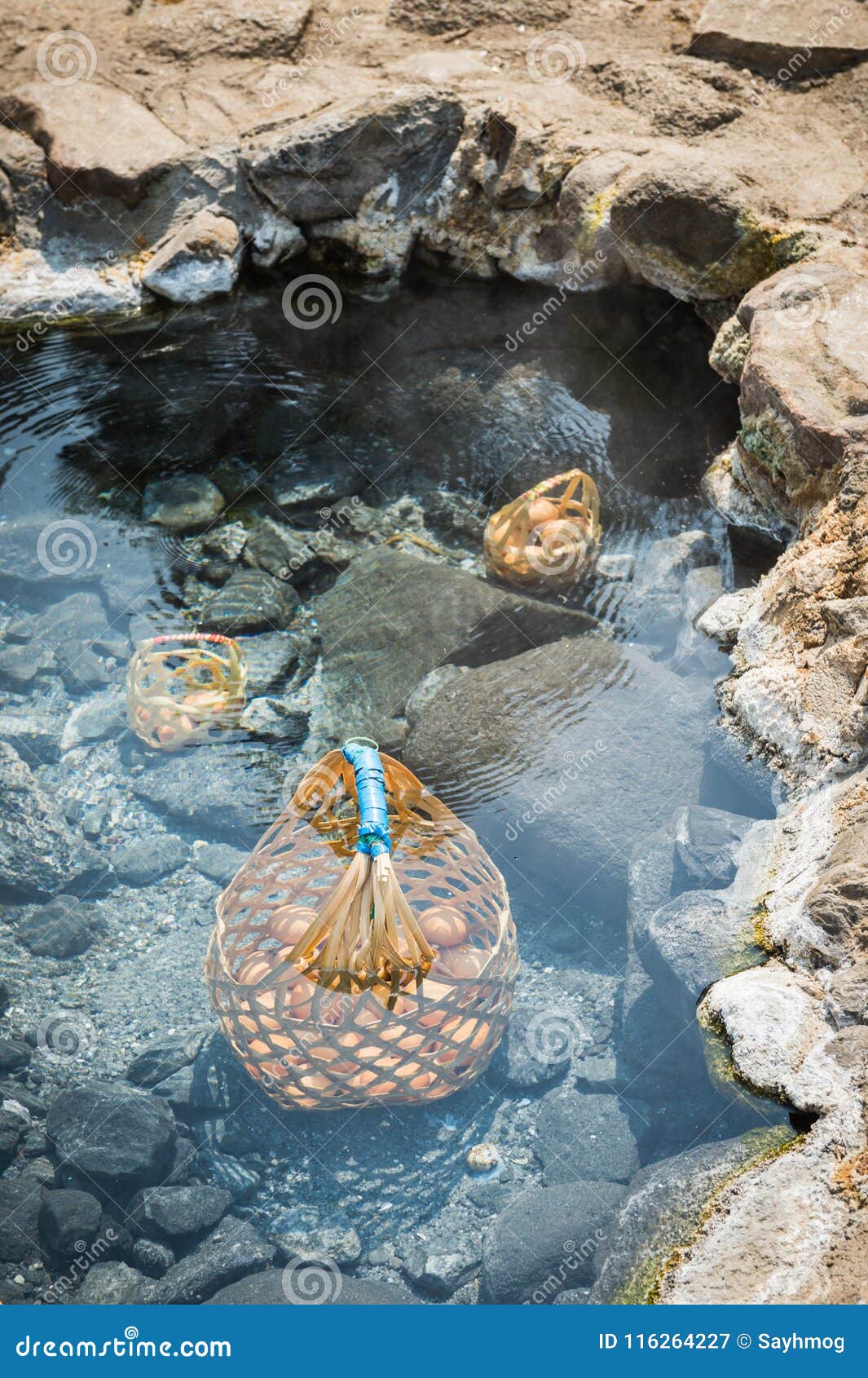 Boiled egg in hot spring stock image. Image of lampang - 116264227