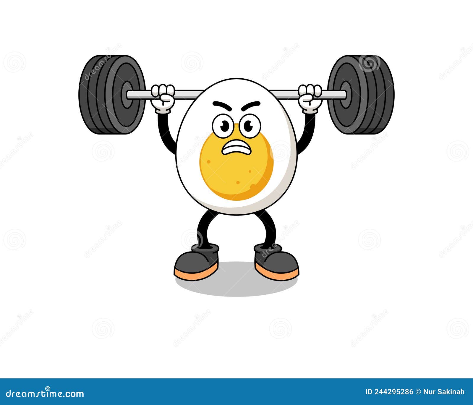 Boiled Egg Mascot Cartoon Lifting a Barbell Stock Vector - Illustration ...