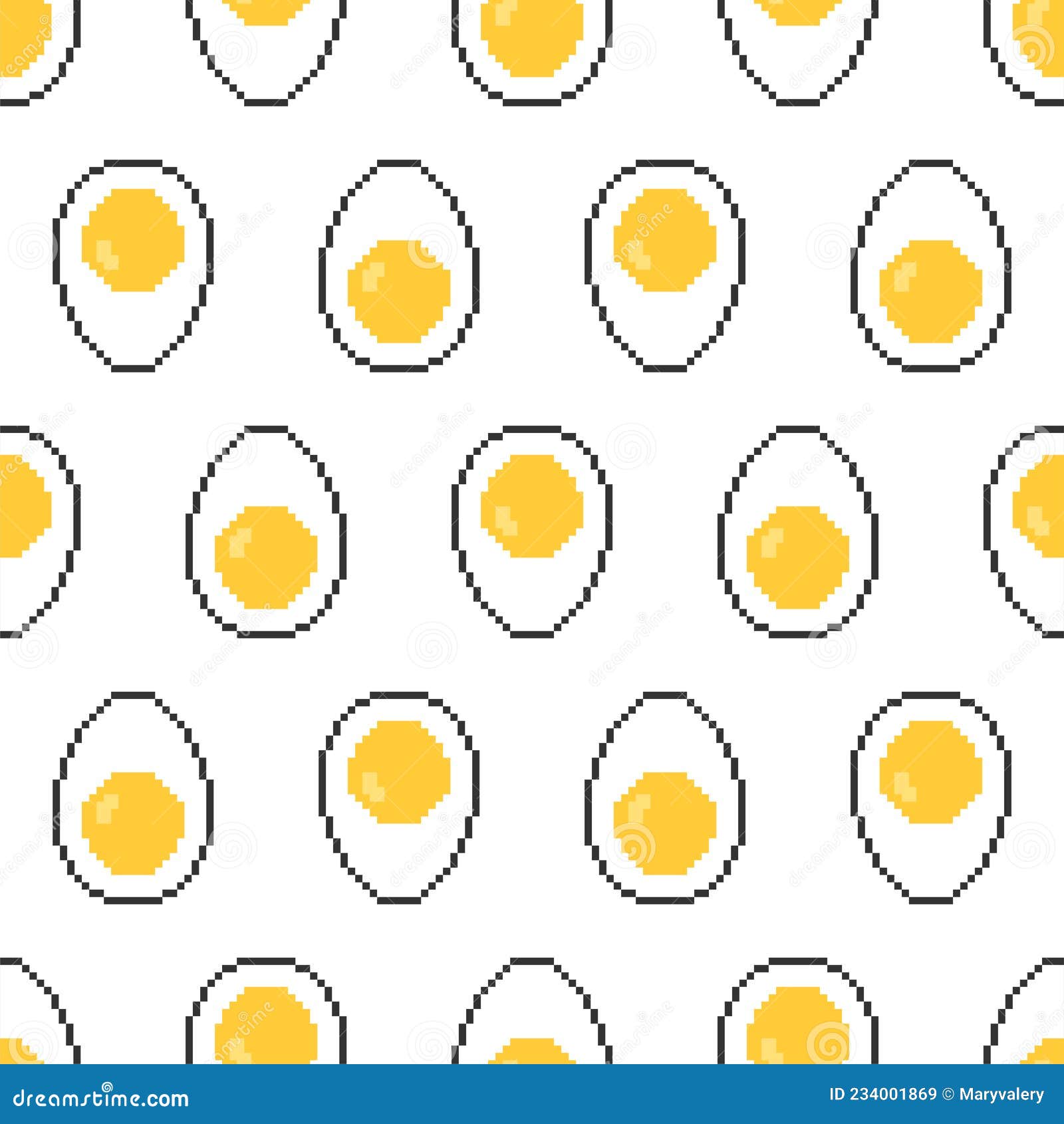 Boiled Egg Pixel Art Pattern Seamless. Half An Egg 8 Bit Background ...