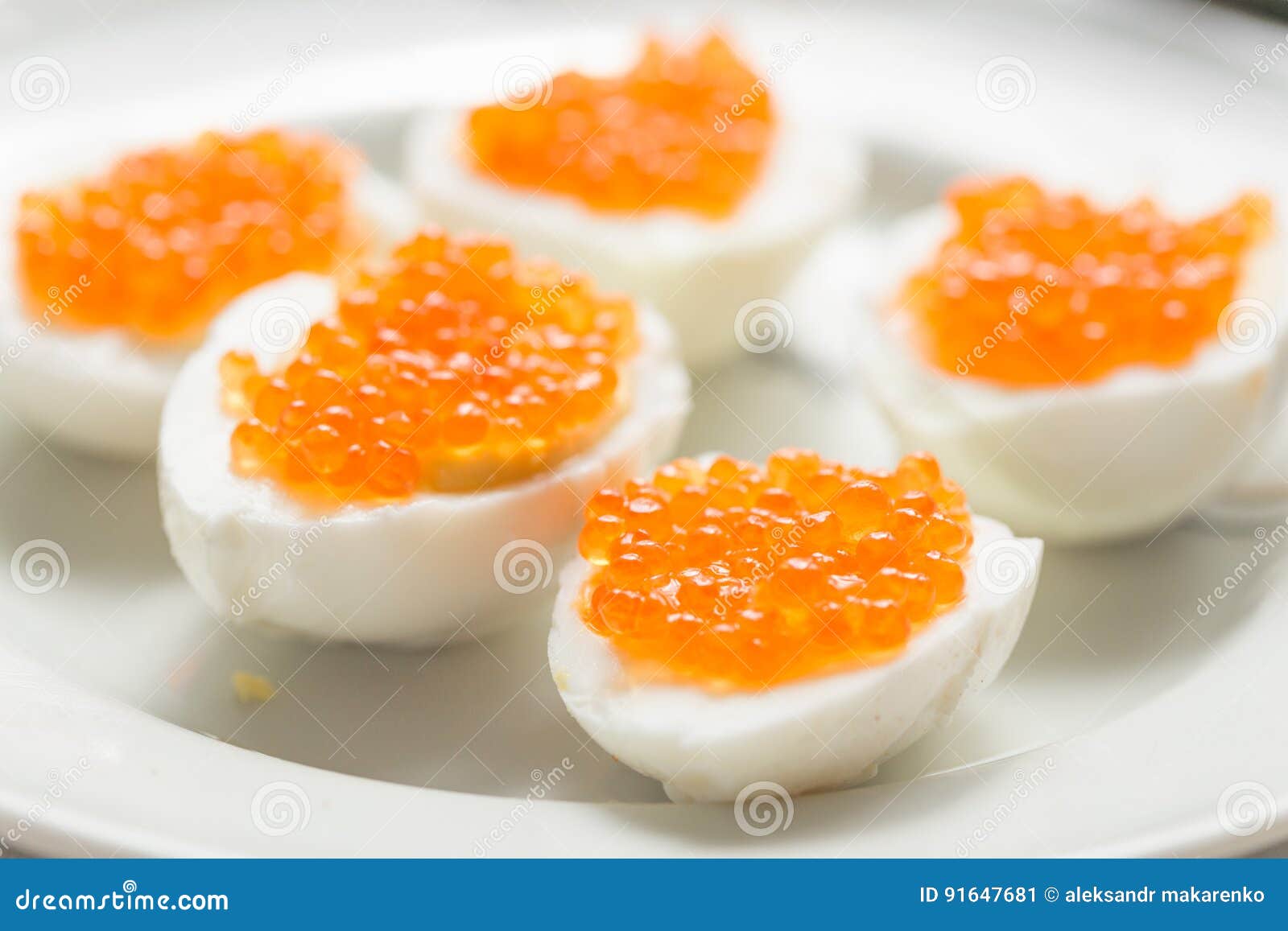 Boiled Egg with Red Caviar a Culinary Dish Stock Image - Image of cook ...