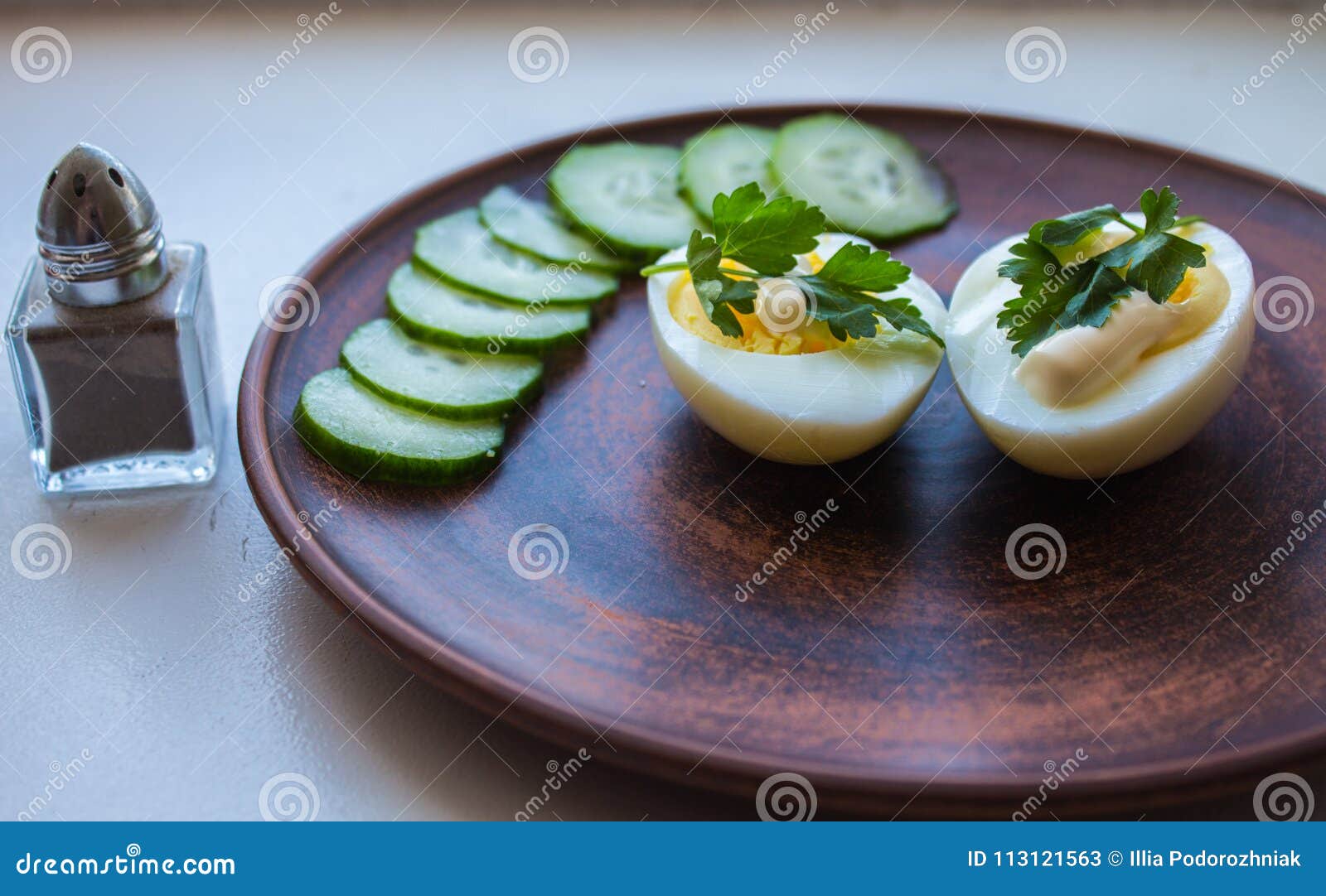 Boiled Egg with Sauce and Cucumber Stock Image - Image of fish, closeup ...