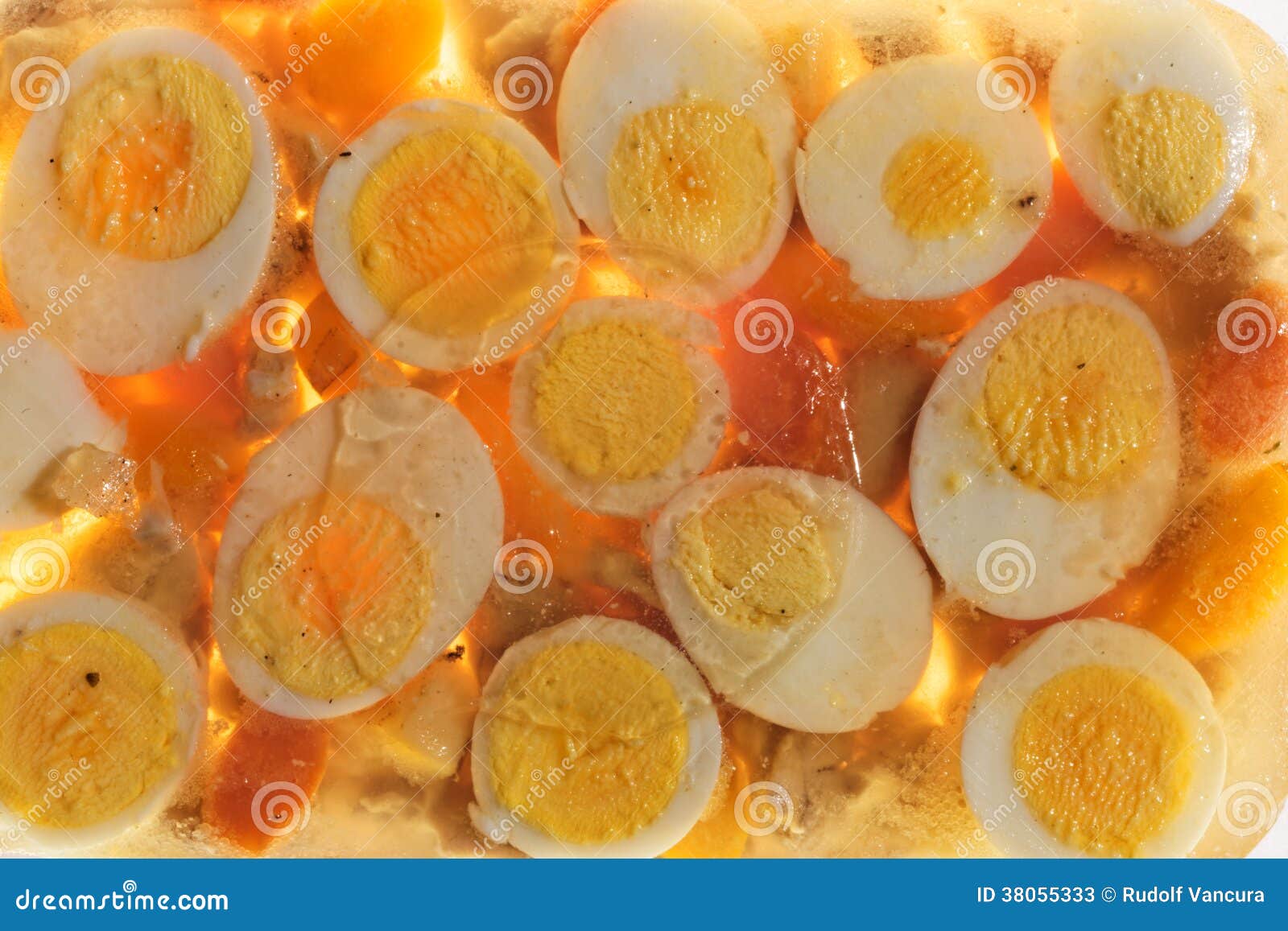 Boiled Eggs and Chicken in Aspic Stock Image - Image of chunks, jelly ...