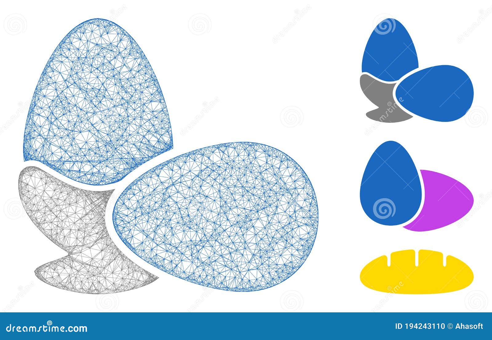 Boiled Eggs Polygonal Web Vector Mesh Illustration Stock Vector ...