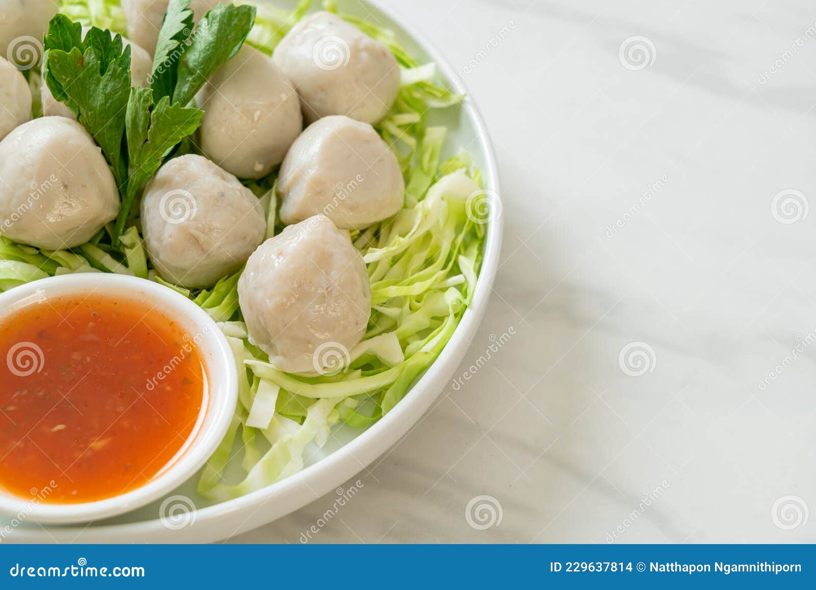 Boiled Fish Balls with Spicy Sauce Stock Photo - Image of delicious ...