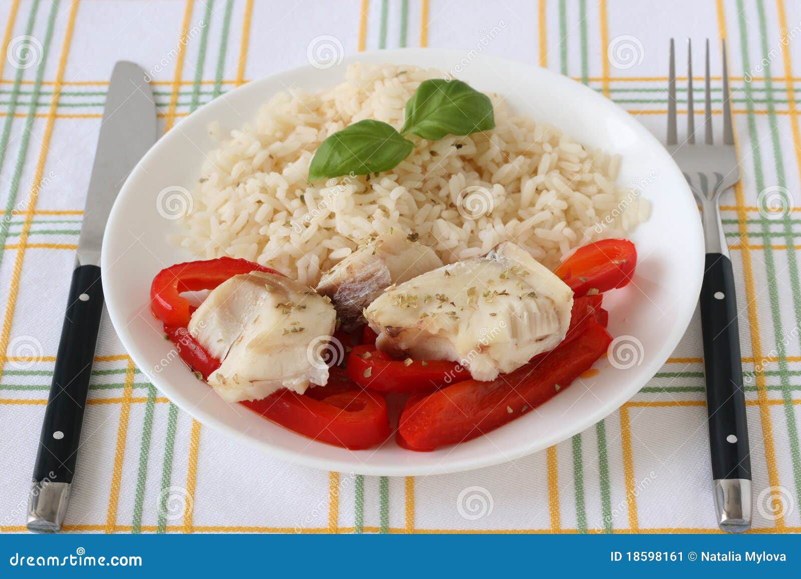 Boiled Fish Pepper And Rice Stock Image - Image of vegetable, abrotea ...