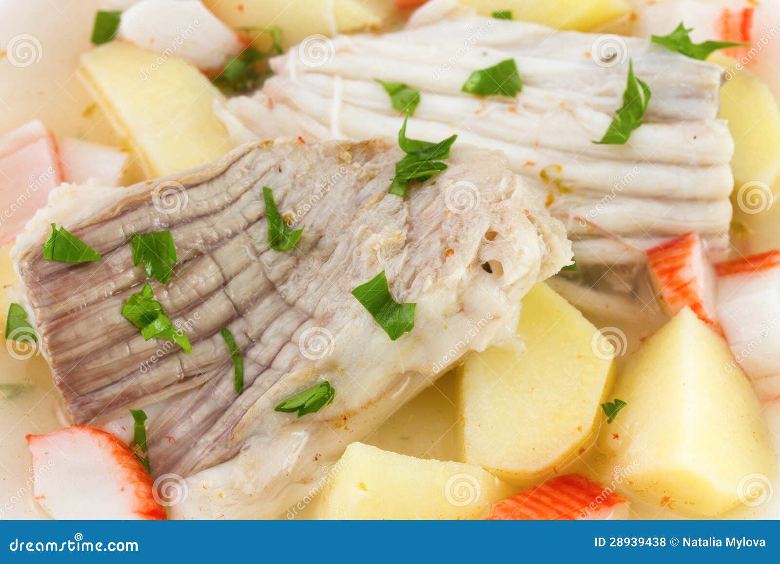 Boiled fish with potato stock photo. Image of dinner - 28939438
