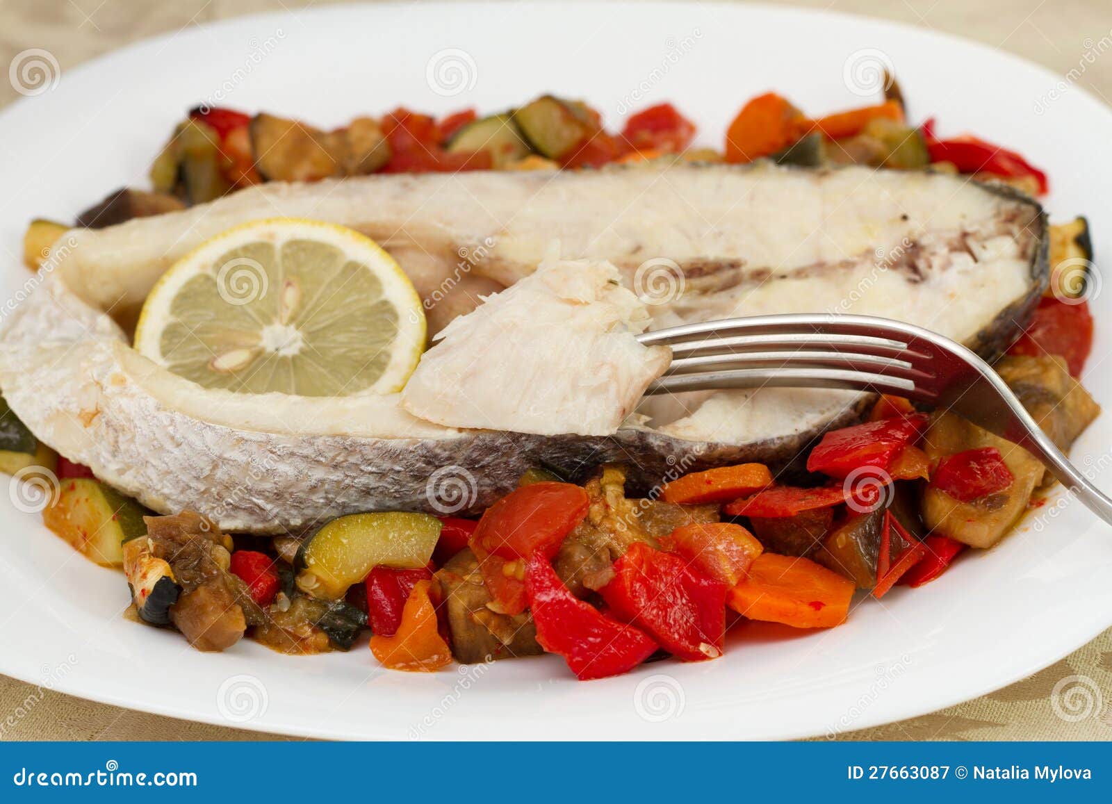 Boiled Fish with Vegetables Stock Image - Image of knife, fresh: 27663087