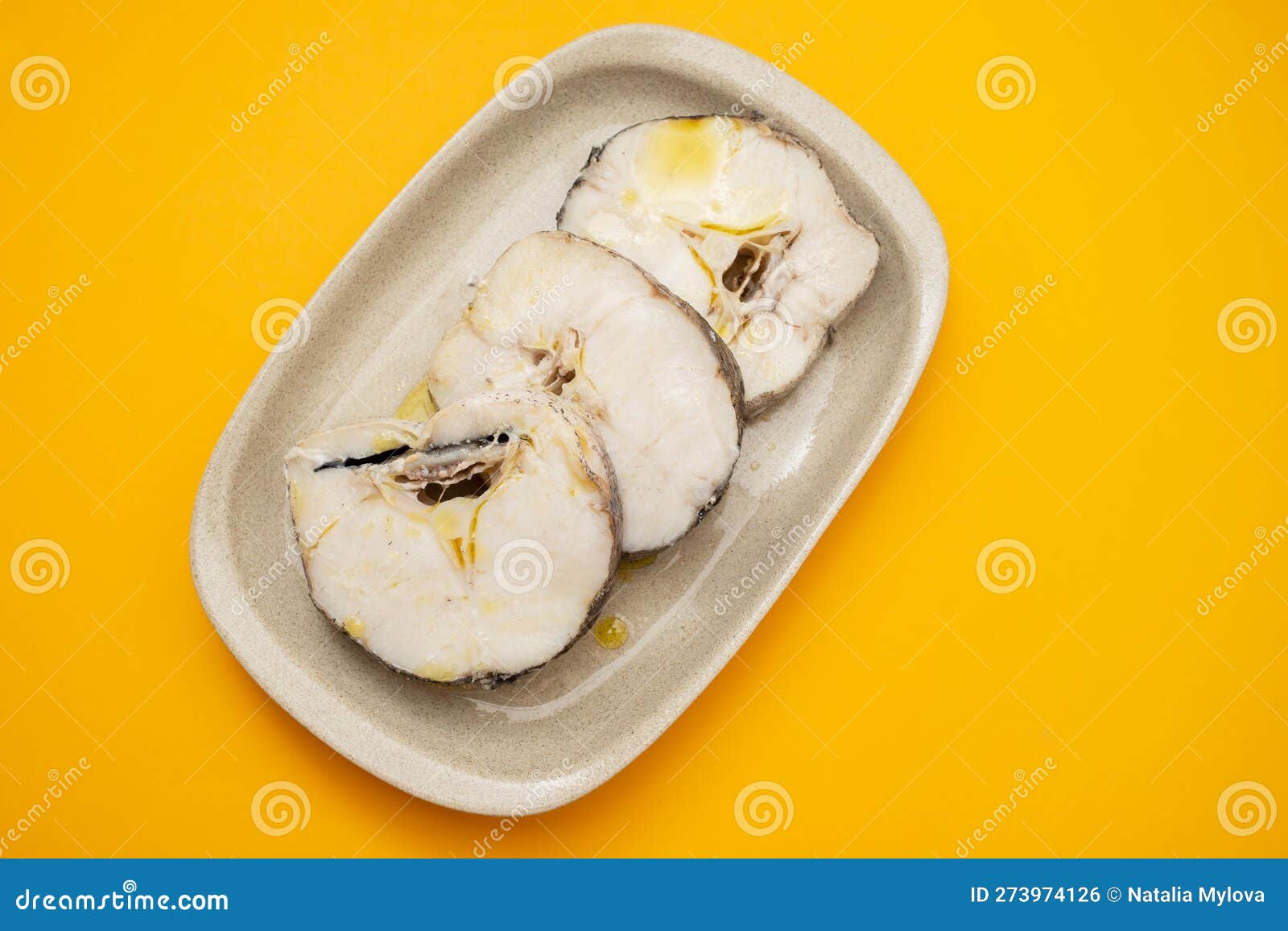 Boiled Fresh Fish with Oil in Dish Stock Photo - Image of isolated ...