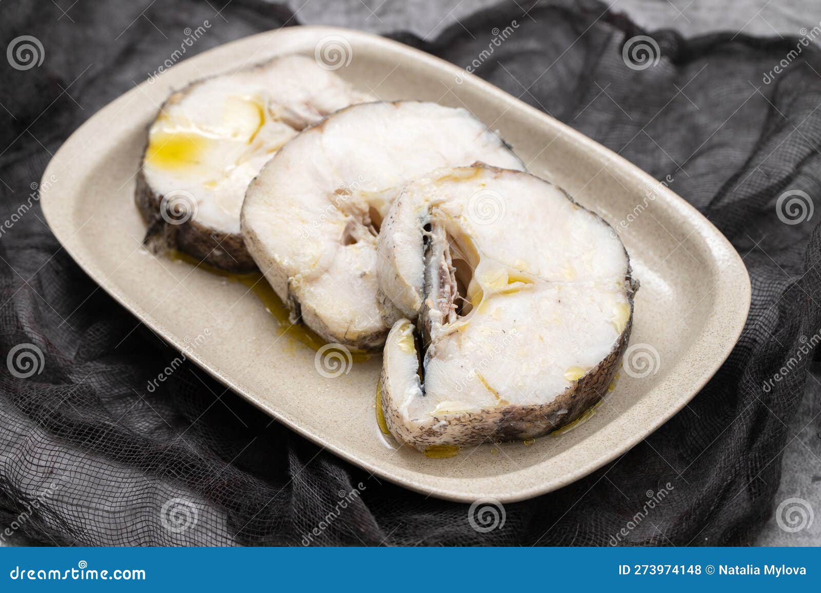Boiled Fresh Fish with Oil in Dish Stock Photo - Image of fresh ...