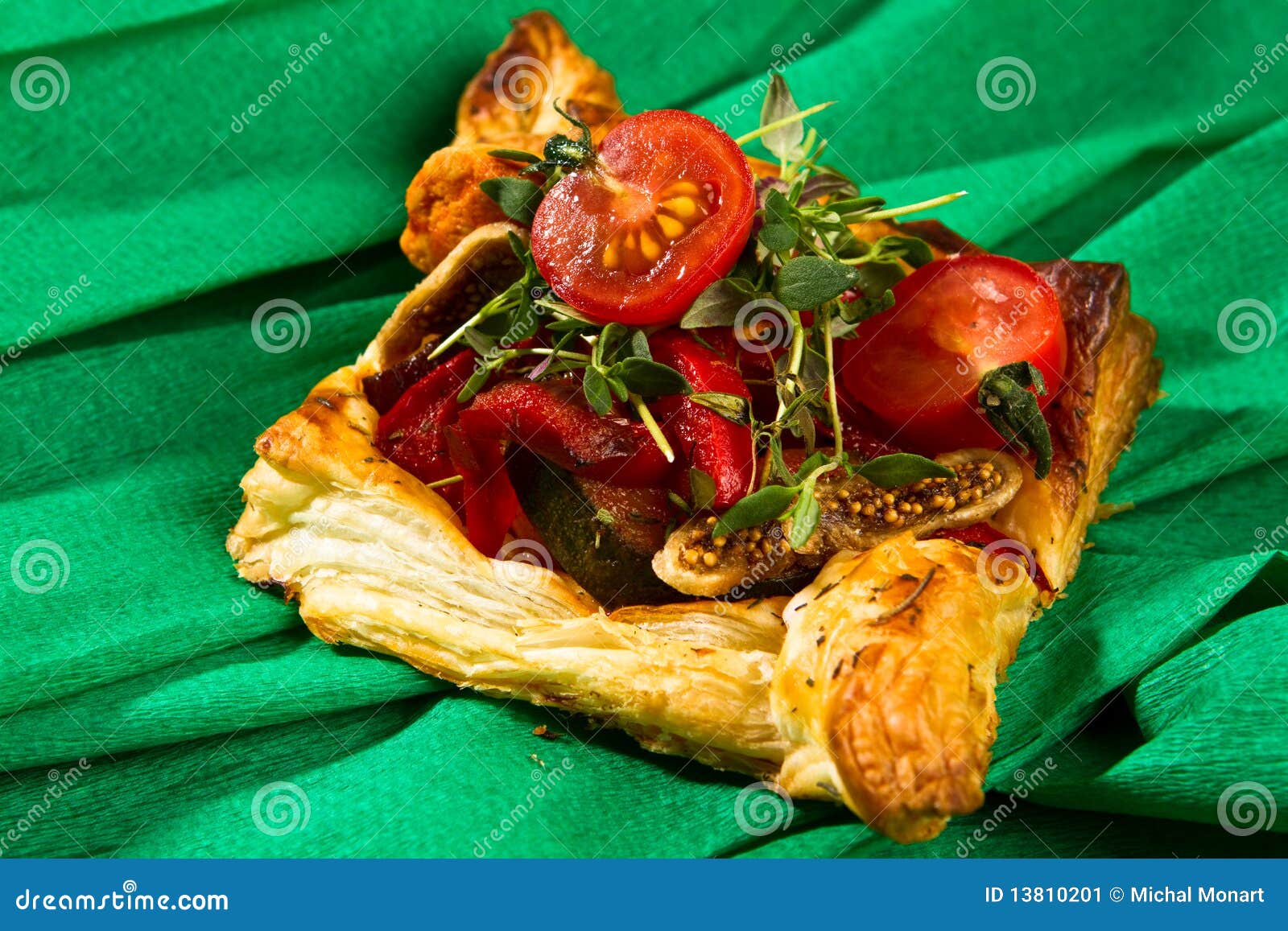 Boiled And Fried Chicken On Golden Puff Pastry Stock Image ...